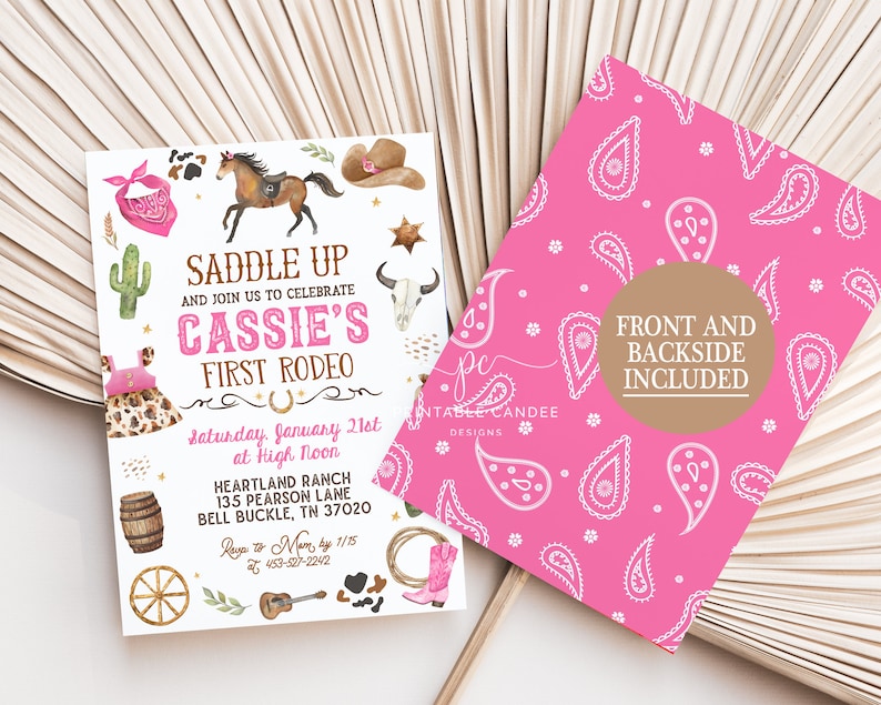 Editable Cowgirl Birthday Invitation 1st Rodeo Party Invite - Etsy
