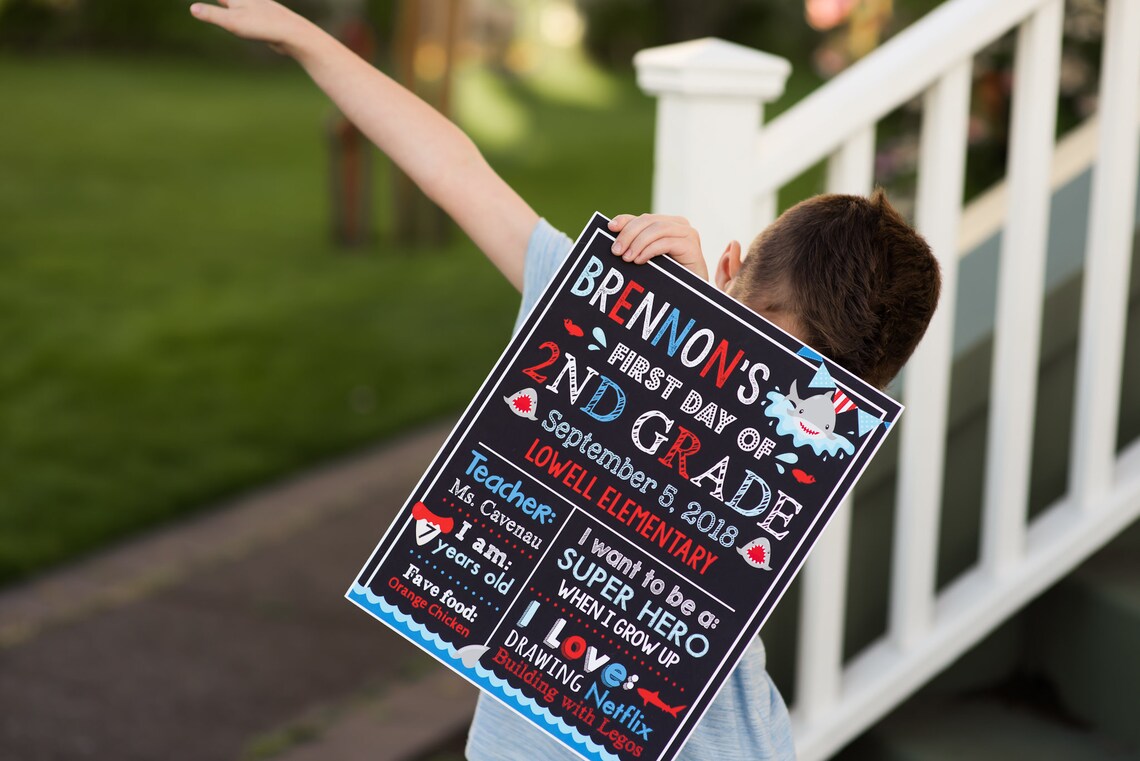 Shark First Day of Preschool Sign 1st Day of Kindergarten Back | Etsy