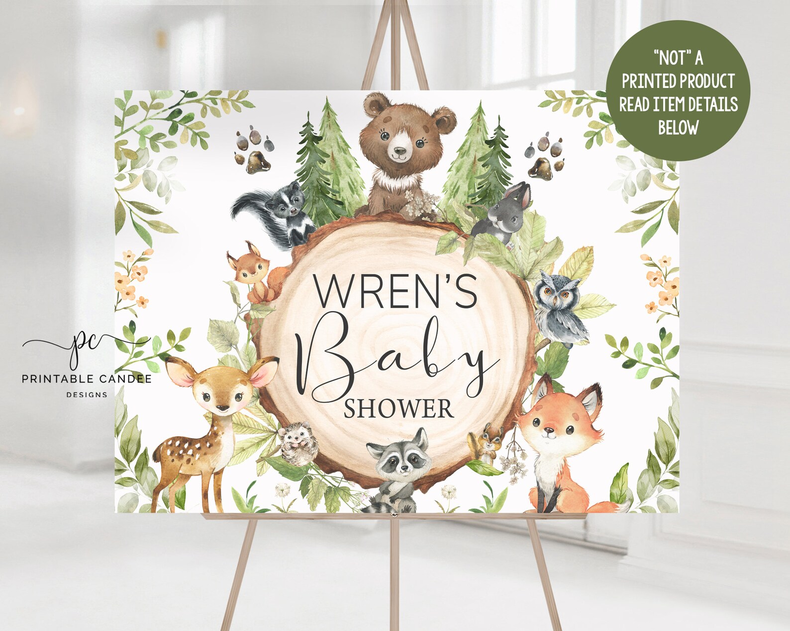 Woodland Baby Shower Backdrop Sign Boy Forest Animals Poster Theme ...