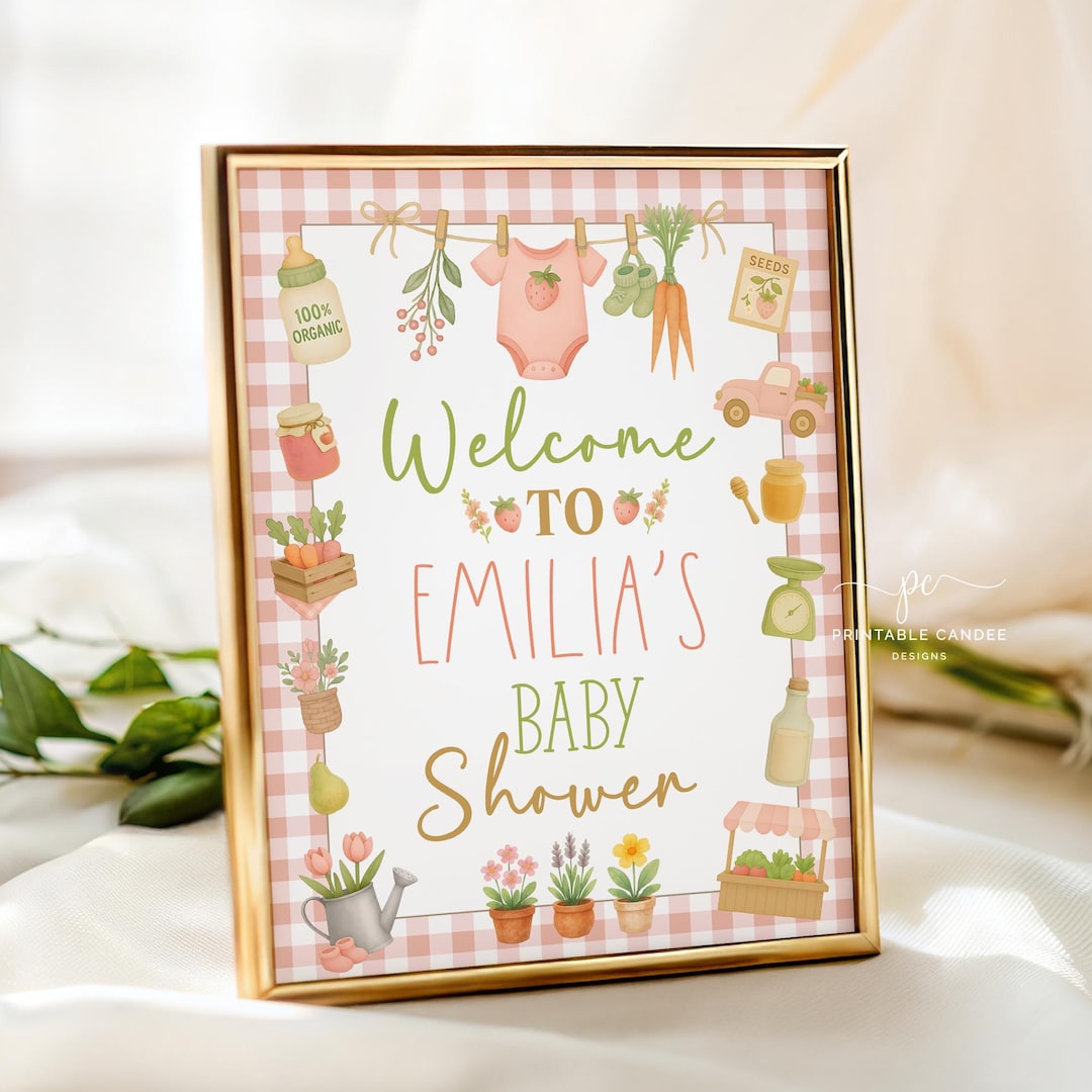 Grown With Love Welcome Sign Template Girl Baby Shower Decor Pink ...