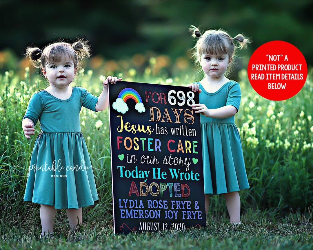 Adoption Announcement Sign Digital Chalkboard Adopted Rainbow Poster ...