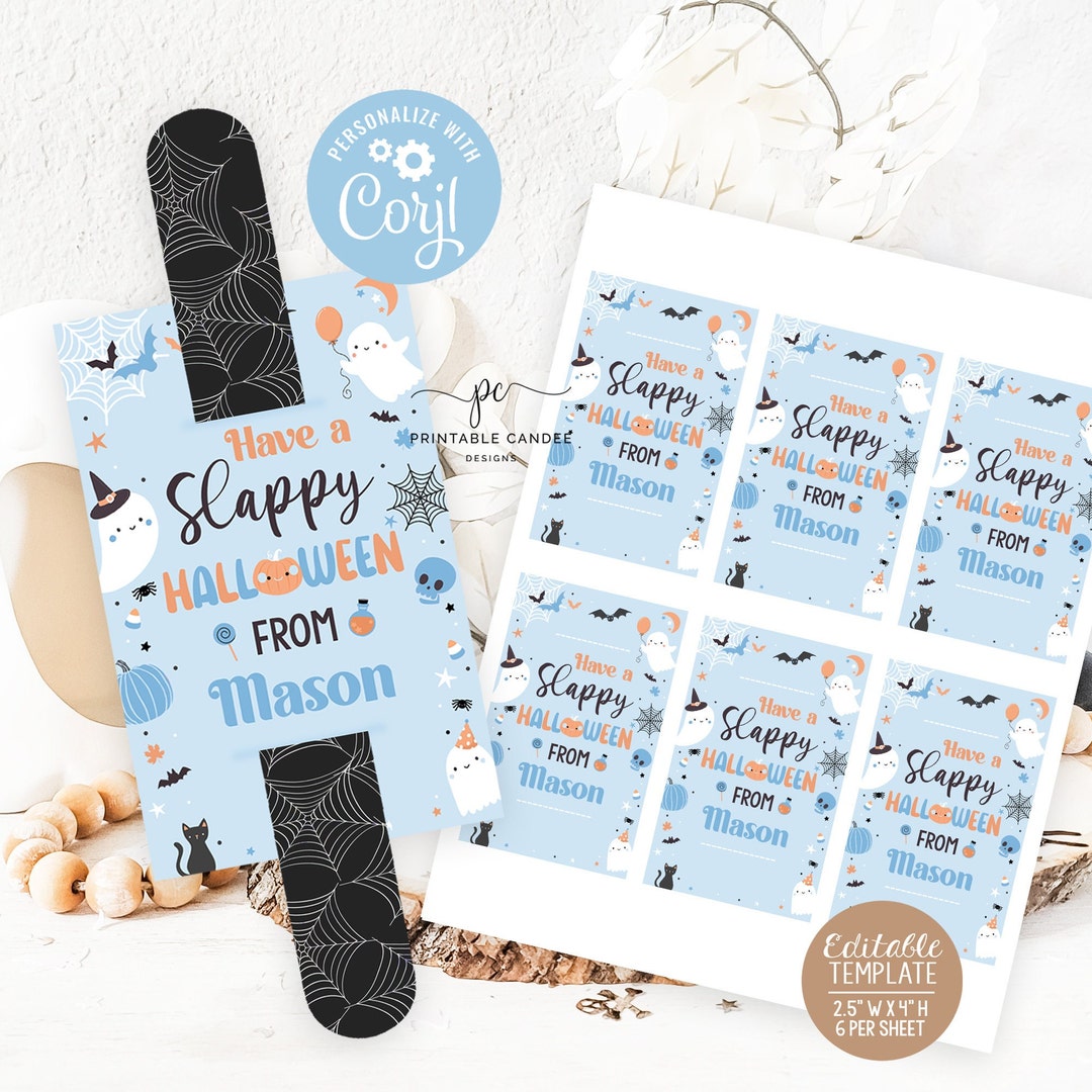 Halloween Slap Bracelet Card Template Boy Blue Halloween Slappy Gift ...
