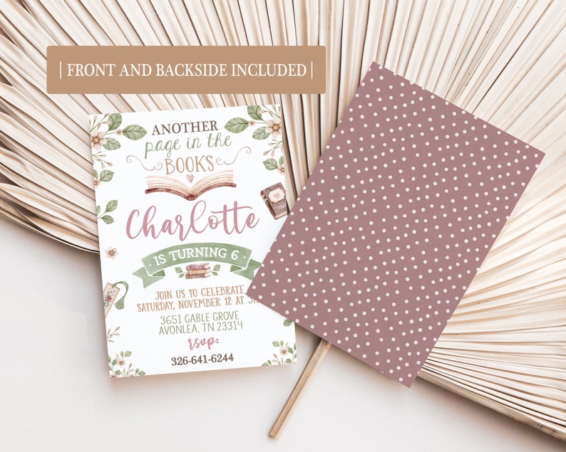 Editable Book Birthday Invitation Girl Library Themed Invite - Etsy