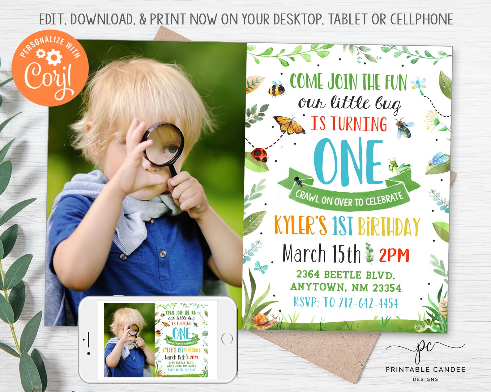 Bug 1st Invitation Bug Birthday Party Bugs Birthday Invite | Etsy