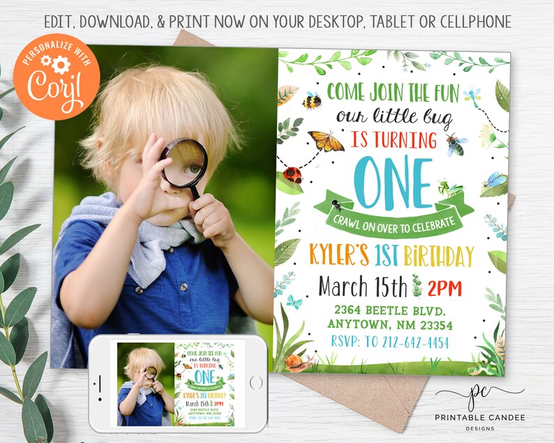 Bug 1st Invitation Bug Birthday Party Bugs Birthday Invite | Etsy