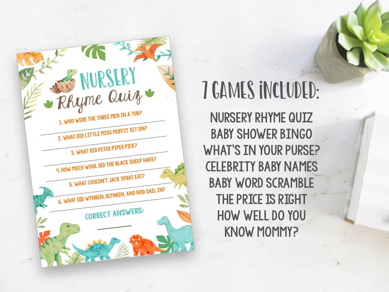 Dinosaur Baby Shower Games Pack It's a Boy Dino Party - Etsy