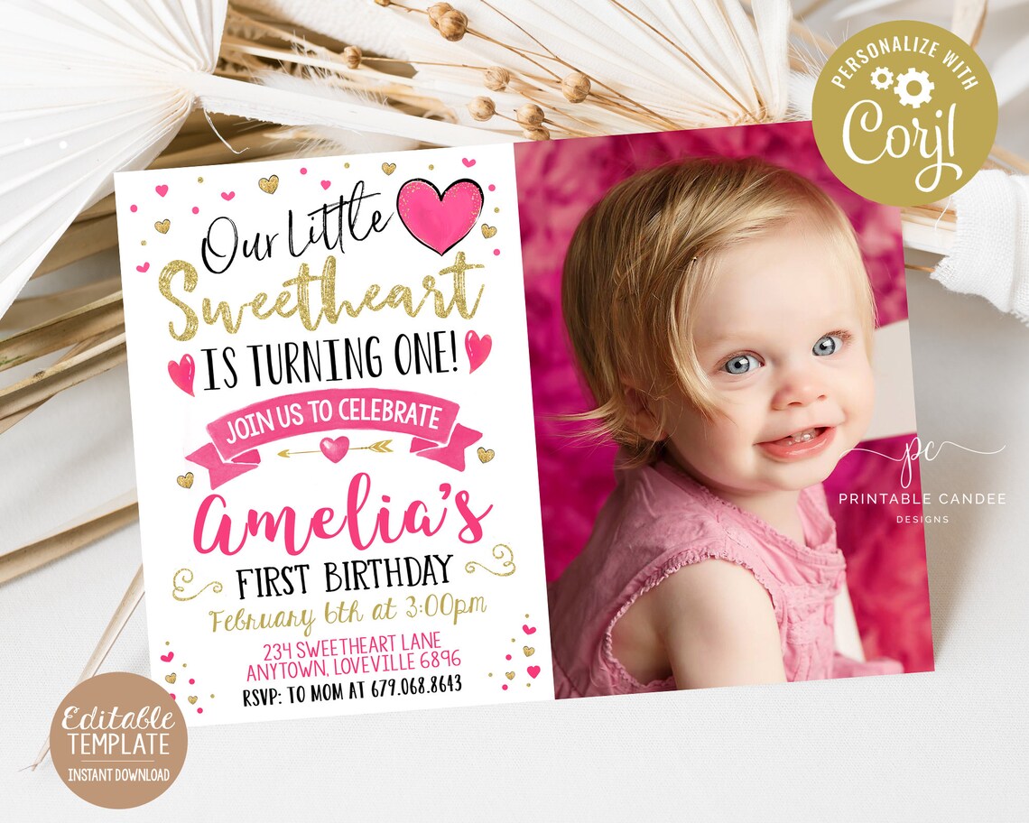 Editable Valentine Invitation Little Sweetheart Valentine's Day ...