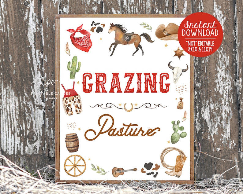 Cowboy Food Sign 1st Rodeo Birthday Party Theme Wild West - Etsy