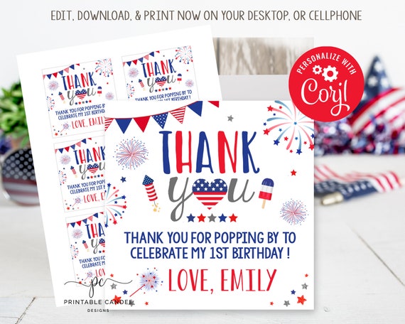 4th of July Favor Tags Red White and Blue Firecracker Birthday - Etsy