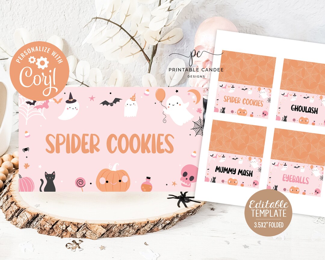 Editable Halloween Food Labels Pink Ghost Party Decor Girl Theme ...
