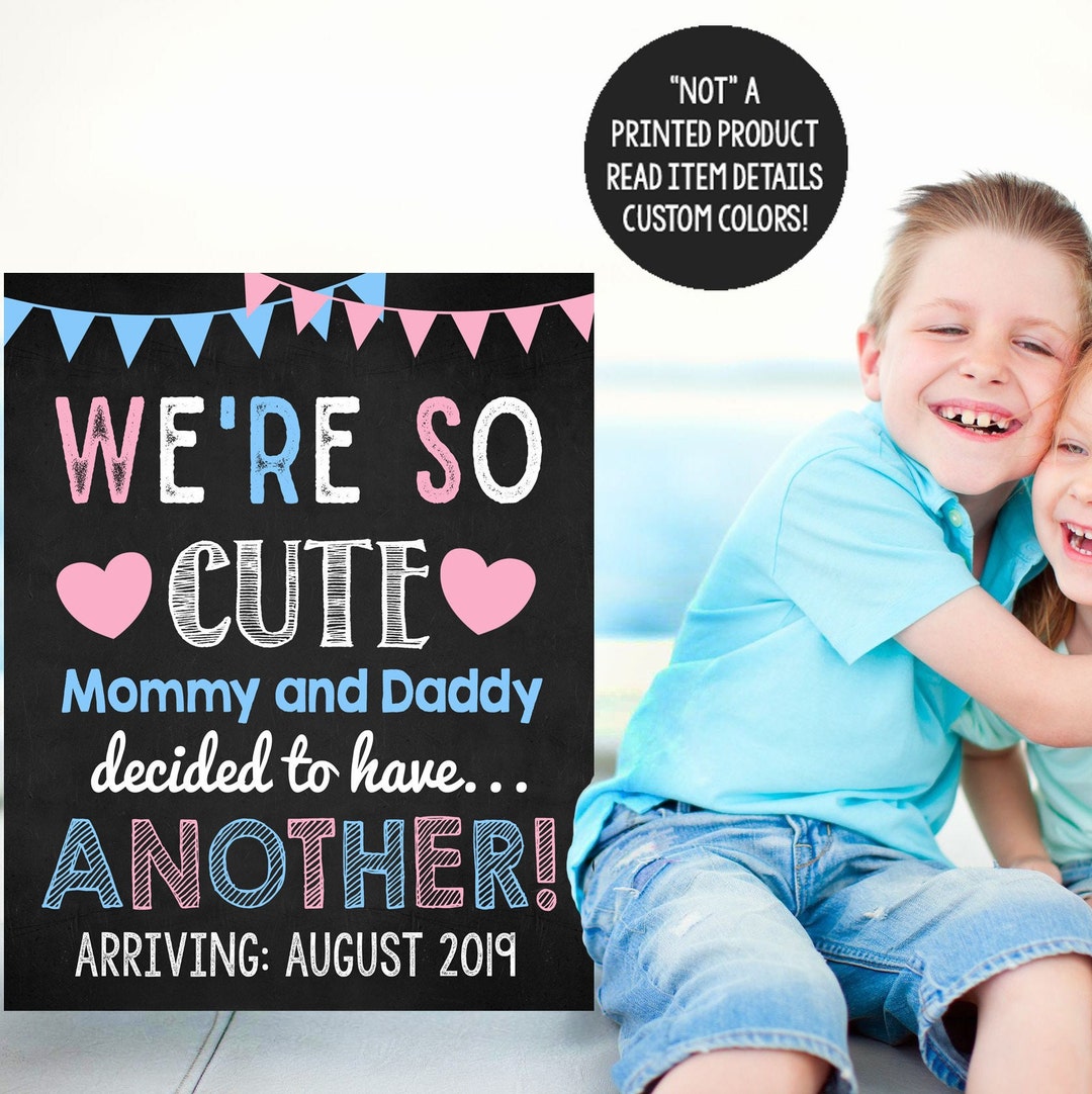 3rd Pregnancy Announcement Chalkboard Baby Reveal Sibling Child Sign ...