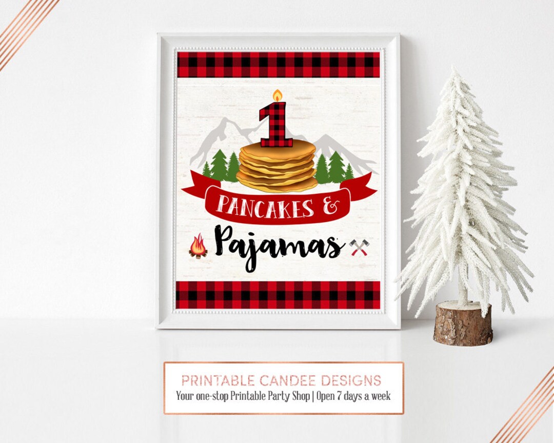 Pancakes and Pajamas Party Sign, Pancakes and Pajamas Birthday, Flannel ...