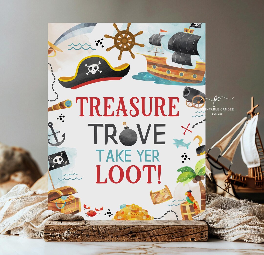 Pirate Birthday Favor Sign Ahoy Matey Theme Pirates Party Decor ...