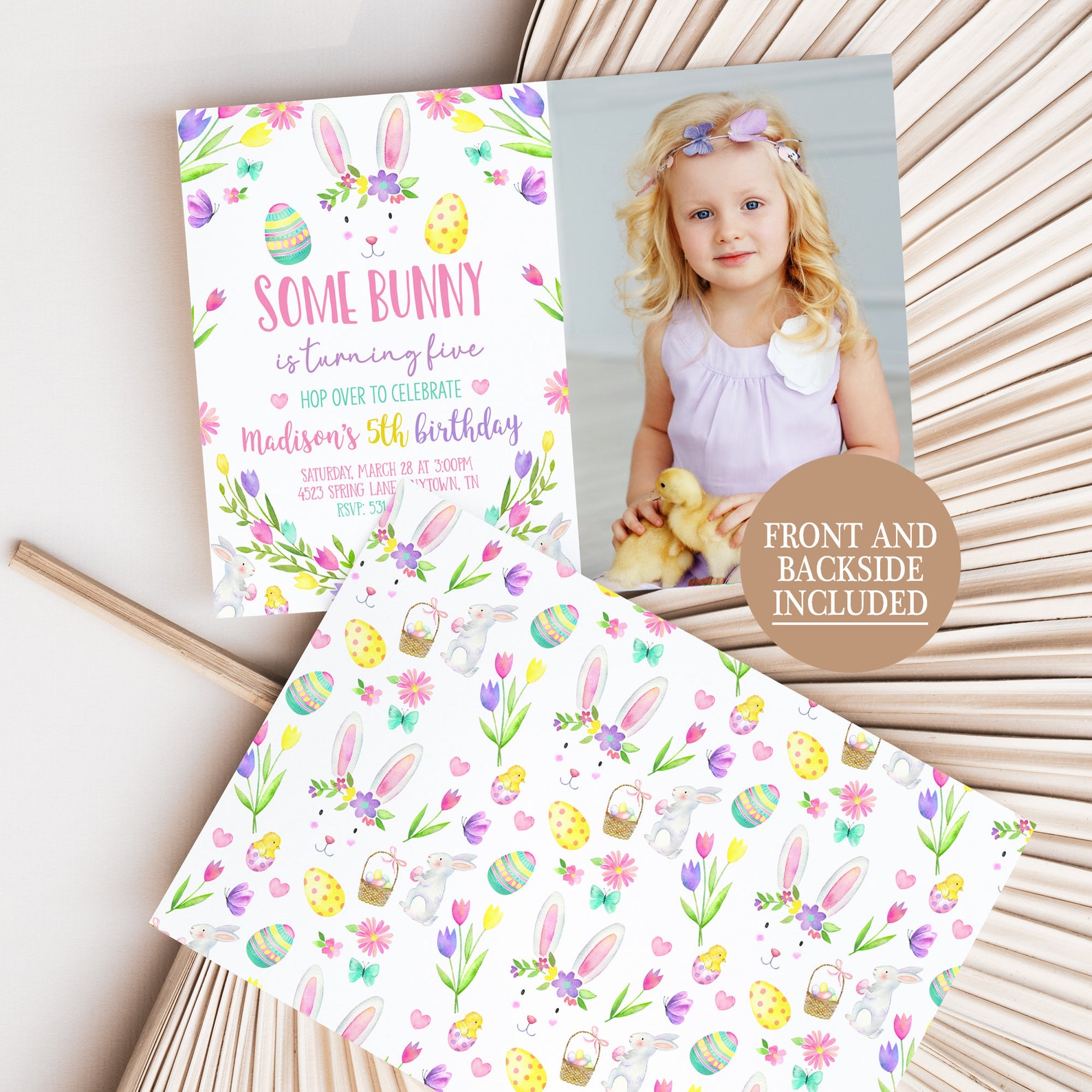 Editable Easter Birthday Invitation Adorable Bunny Birthday Invite ...