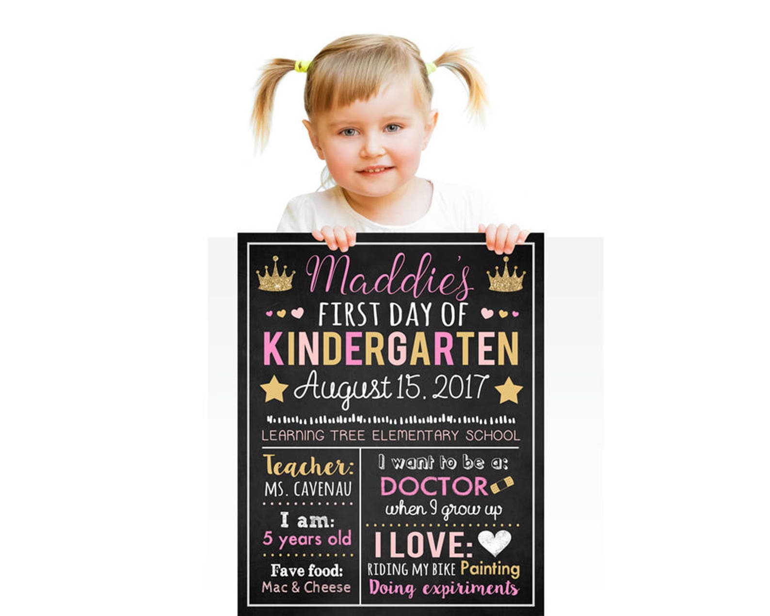 Girl Princess First Day of Preschool Sign 1st Day of - Etsy