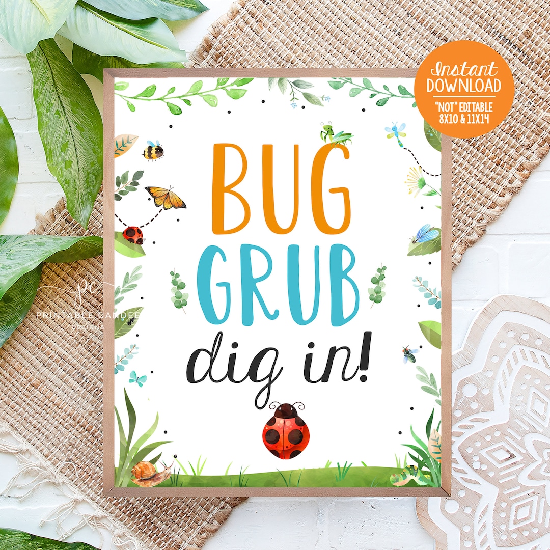 Bug Food Sign Boy Bugs Birthday Party Decor Bee Table Instant Download ...