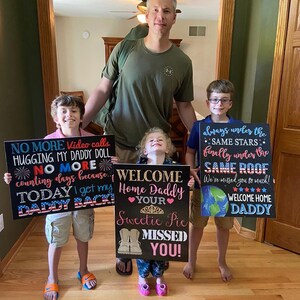 Welcome Home Daddy Sign Homecoming Kids Back From Deployment Sign ...