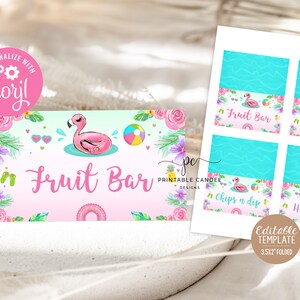 Flamingo Pool Party Food Labels Girl Birthday Tropical Summer Menu Food ...