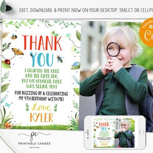 Bug Thank You Bug Birthday Party Bug Any Age Birthday Card - Etsy