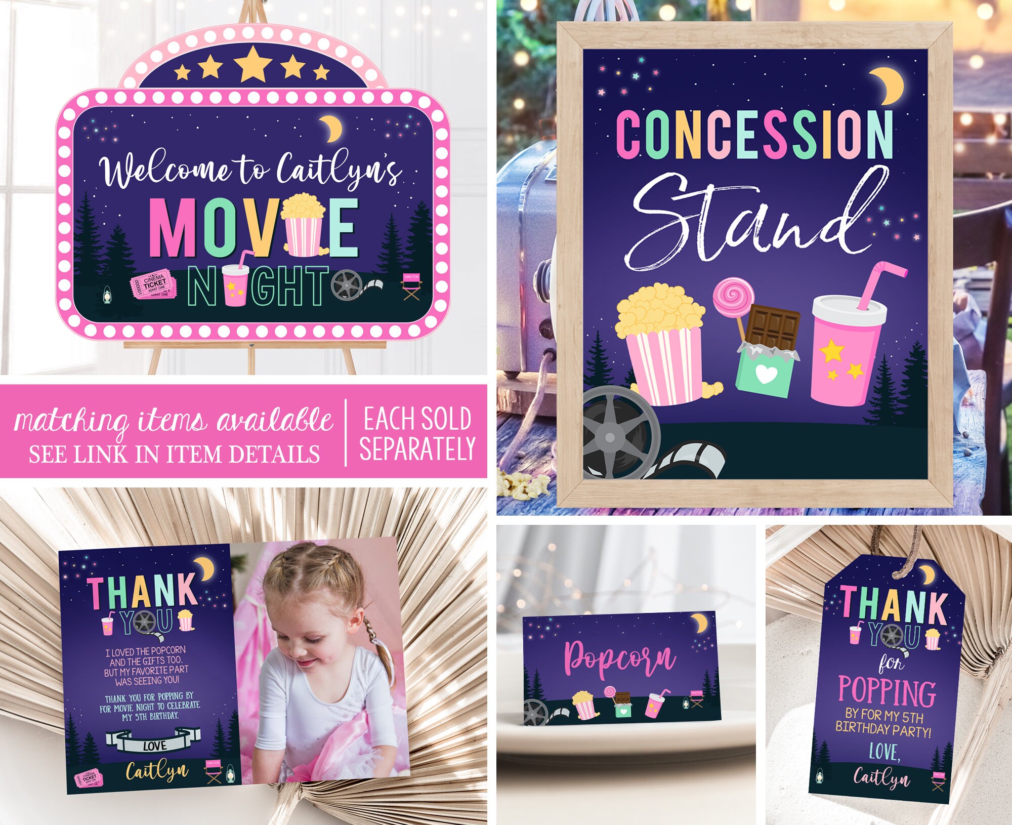Editable Backyard Movie Night Welcome Sign Outdoor Movie Birthday Party ...