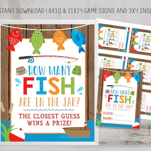 Guess How Many Fish Are in the Jar Game Printable Fishing Birthday ...