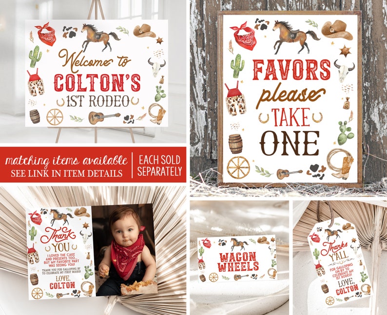 Editable Cowboy Milestone Sign 1st Rodeo Birthday Party Theme - Etsy