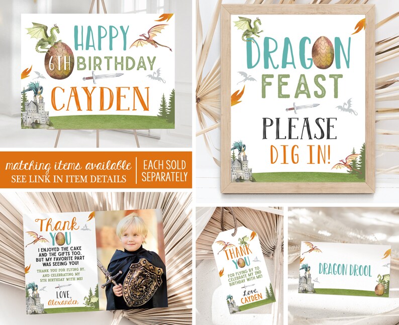 Dragon Food Sign Dragon Birthday Party Printables White Dragon Feast ...