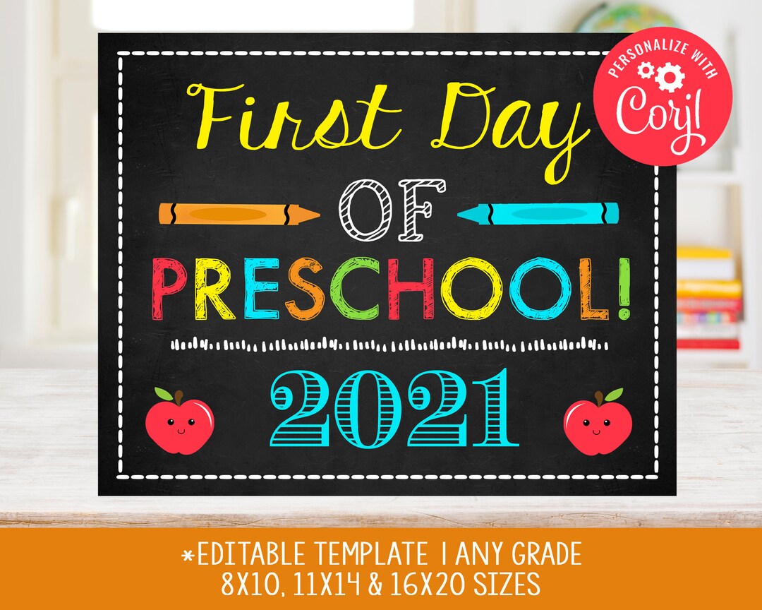 Editable First Day of School Sign Last Day Preschool Poster 1st Grade ...