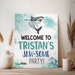 Editable Shark Welcome Sign Summer Boy Birthday Ocean Party Theme Table ...