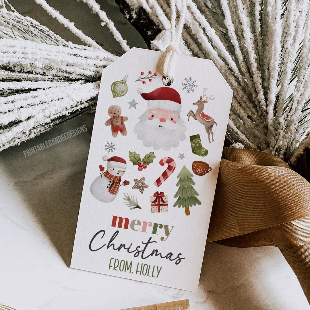 Editable Christmas Gift Tags Holiday Favor Tags Merry Christmas Favors ...