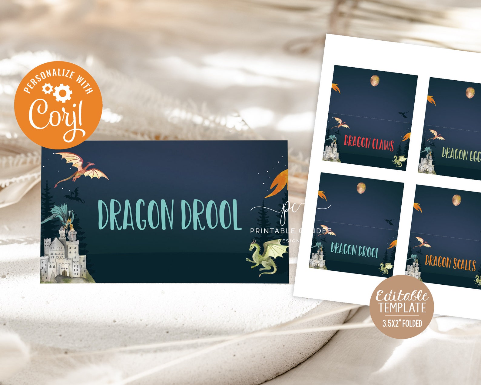 Dragon Food Tents Dragon and Knights Birthday Food Labels Template ...