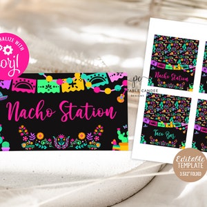 Fiesta Birthday Food Labels Editable Mexican Theme Cactus Party Food ...
