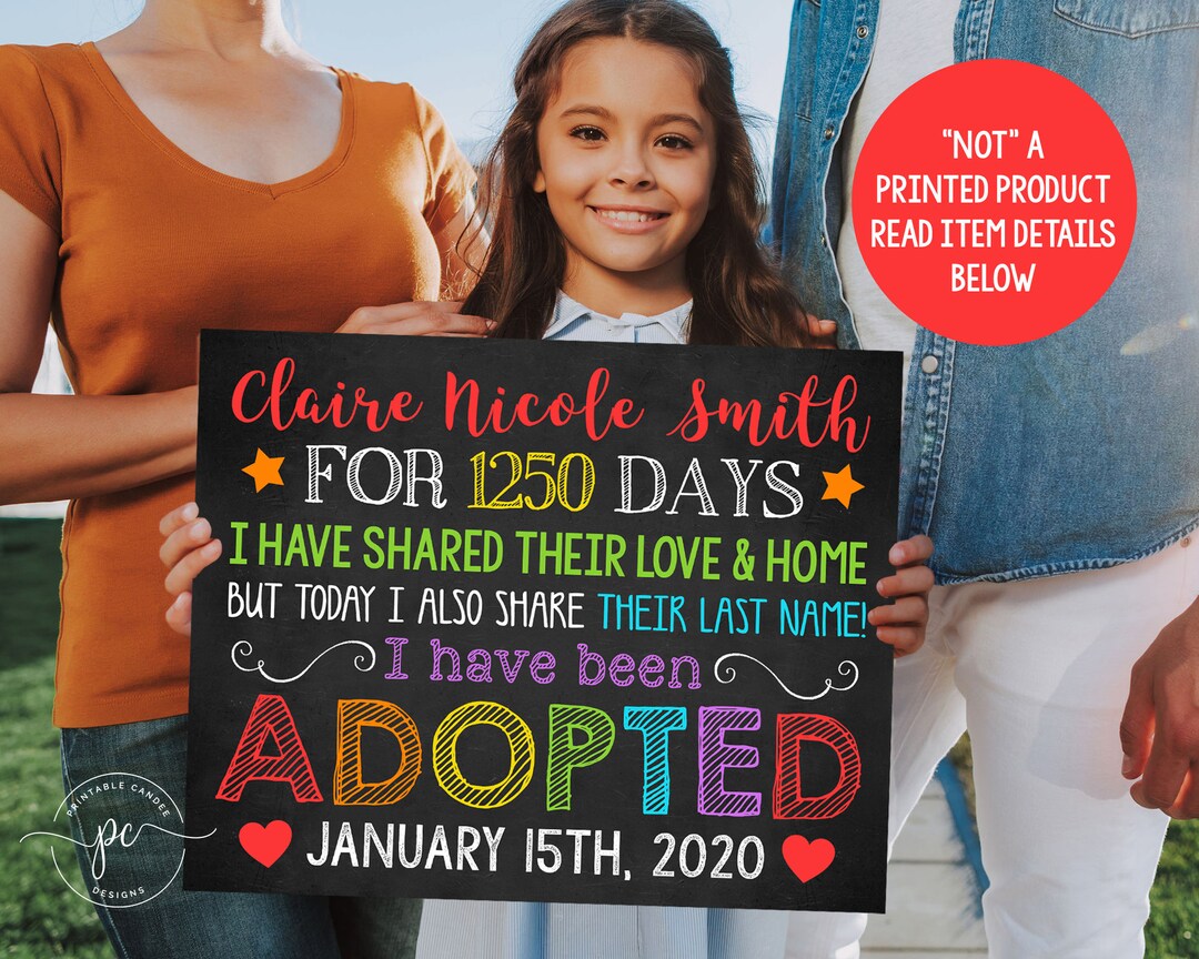 Adoption Announcement Sign Digital Chalkboard Adopted Poster Photoshoot ...