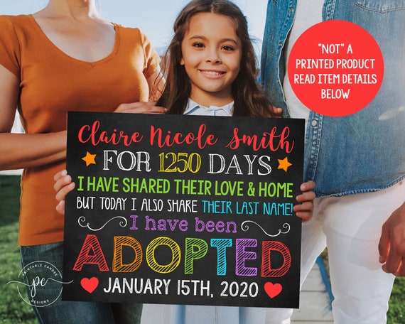 Adoption Announcement Sign Digital Chalkboard Adopted Poster - Etsy