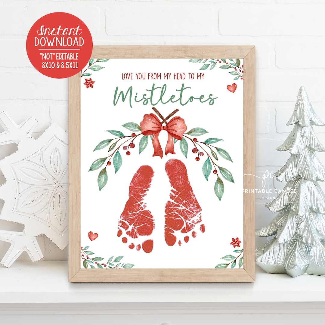 Mistletoe Christmas Footprint Art Craft Holiday School Activity Kids ...