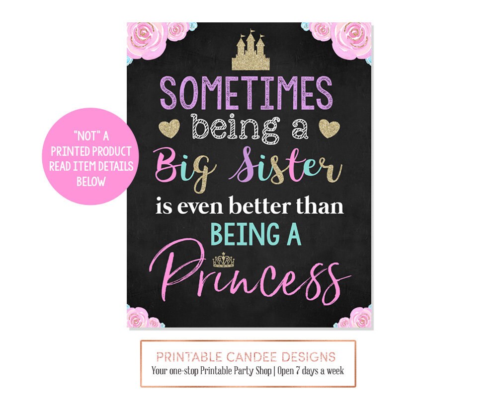 Princess Big Sister Announcement Pregnancy Pink Gold Mint Photoshoot ...