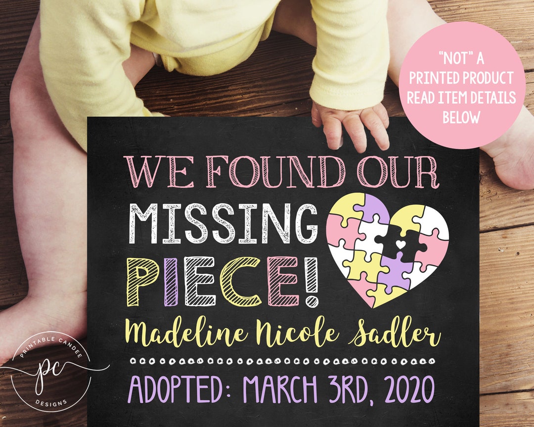 Adoption Announcement Sign Digital Chalkboard Adopted Poster Baby Girl ...