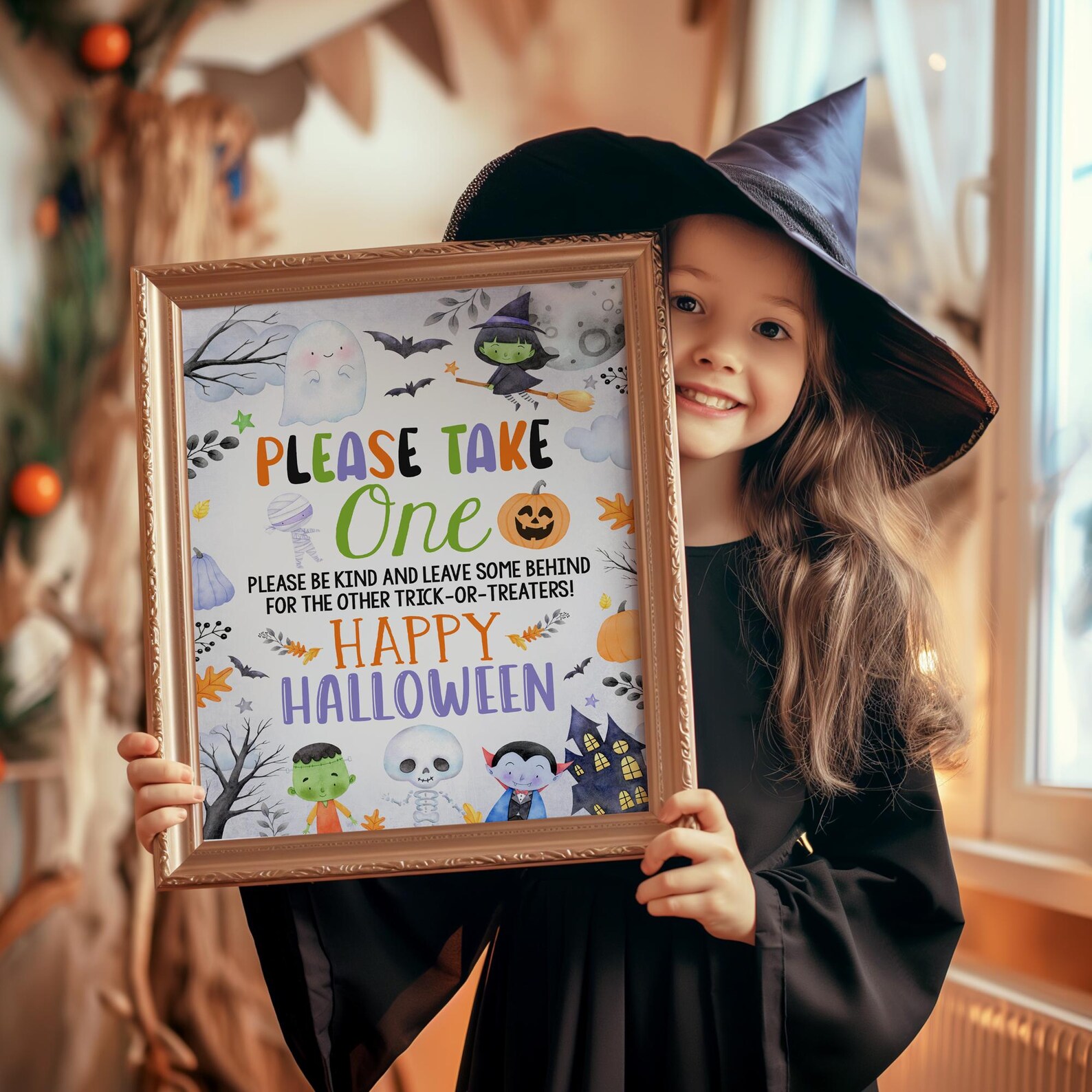 Editable Halloween Door Sign Please Take One Decor Trick or Treat ...