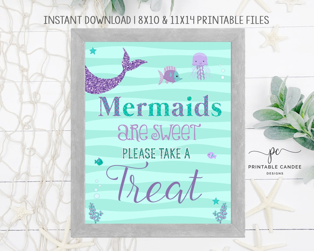 Mermaid Party Sign Favor Sign Mermaid Birthday Theme Under the Sea ...