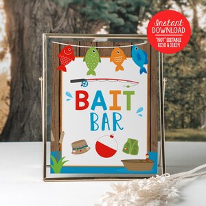 Fishing Food Sign Fish Table Sign Bait Bar Fishing Party Signs Fishing ...