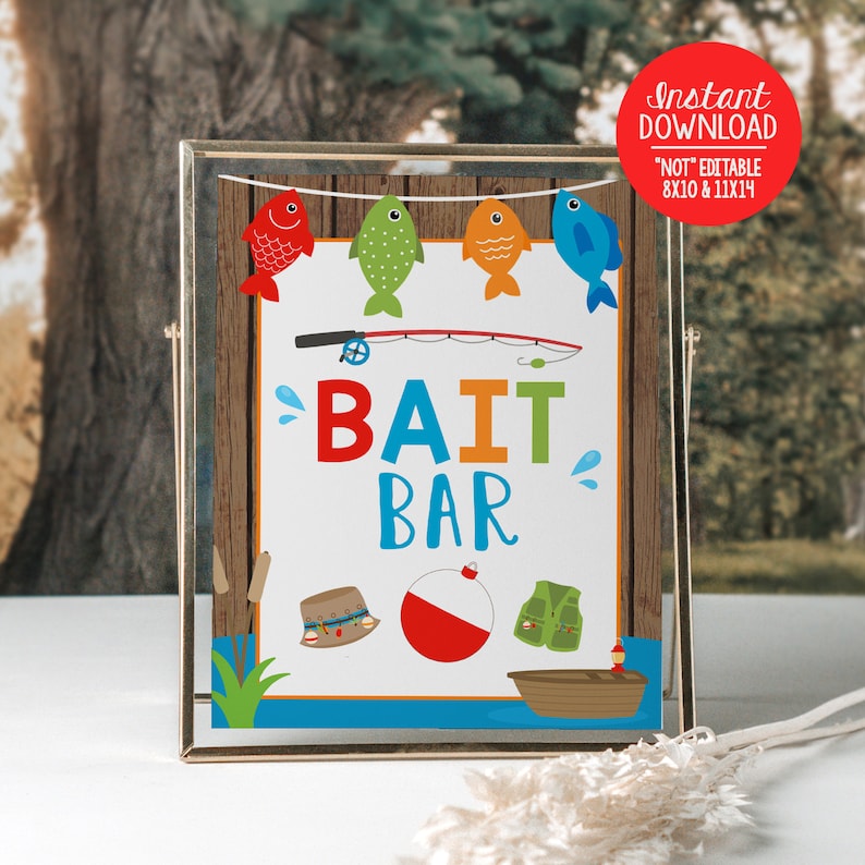 Fishing Food Sign Fish Table Sign Bait Bar Fishing Party Signs Fishing ...