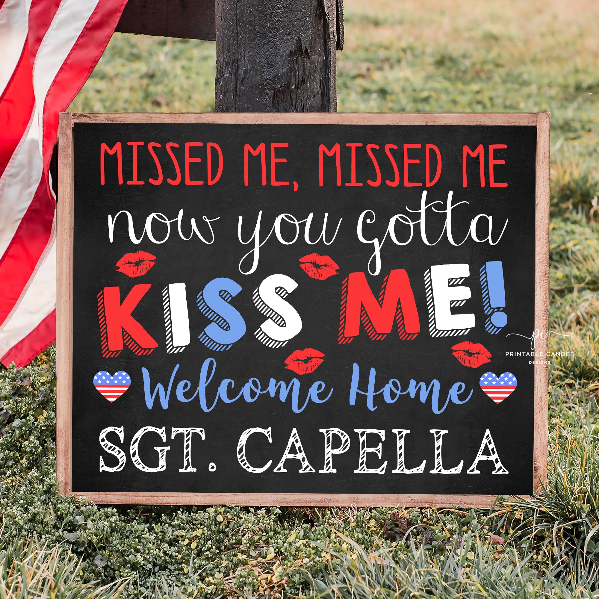 Editable Welcome Home Wife Spouse Husband Sign Sailor Homecoming Kisses ...