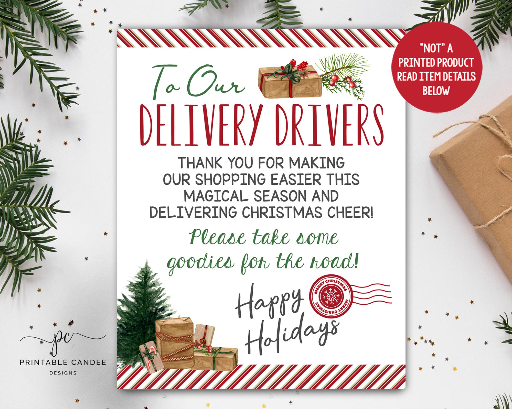 Delivery Driver Sign Thank You Christmas Printable Mail Man - Etsy