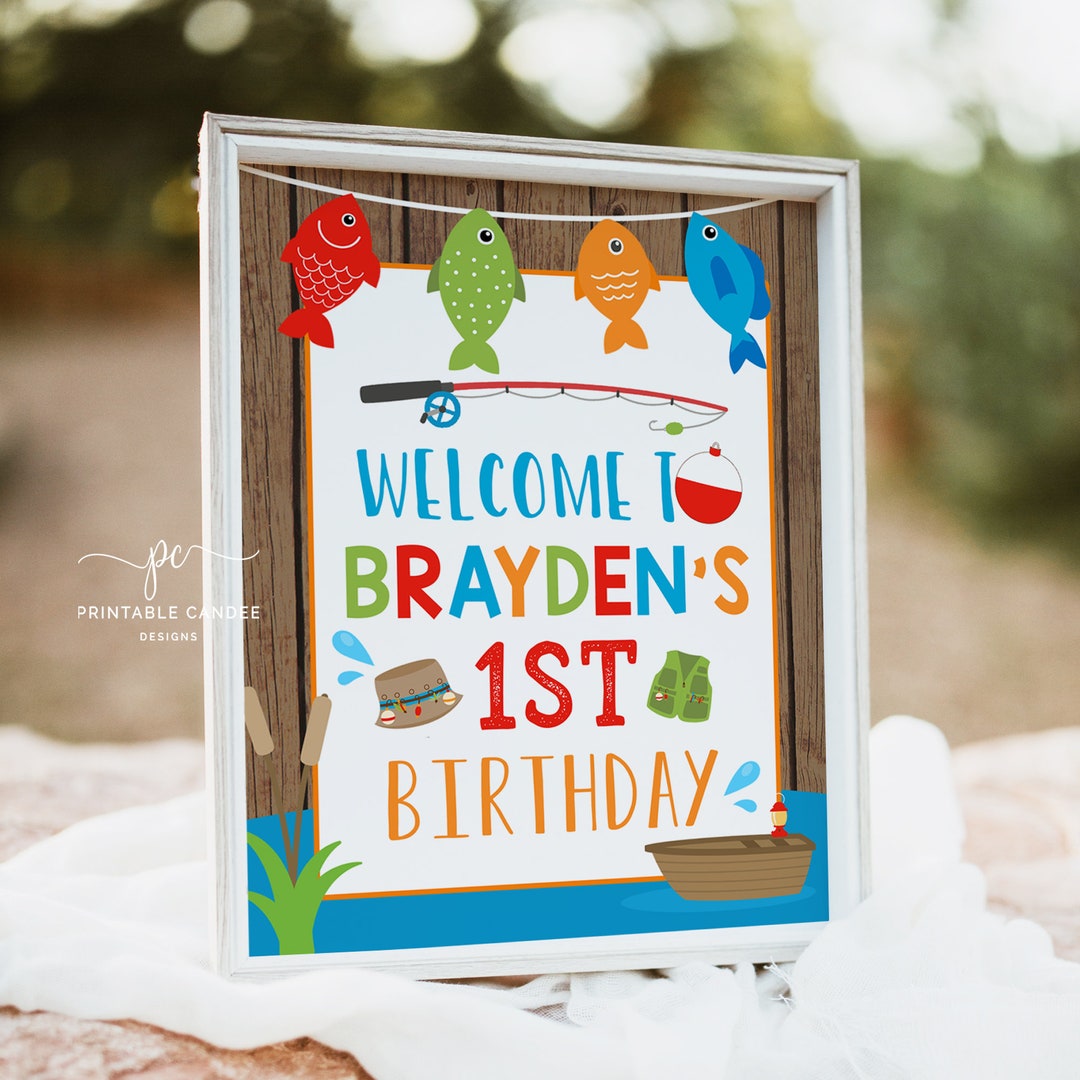 Fishing Birthday Welcome Sign the Big One Fish Decor Instant Download ...