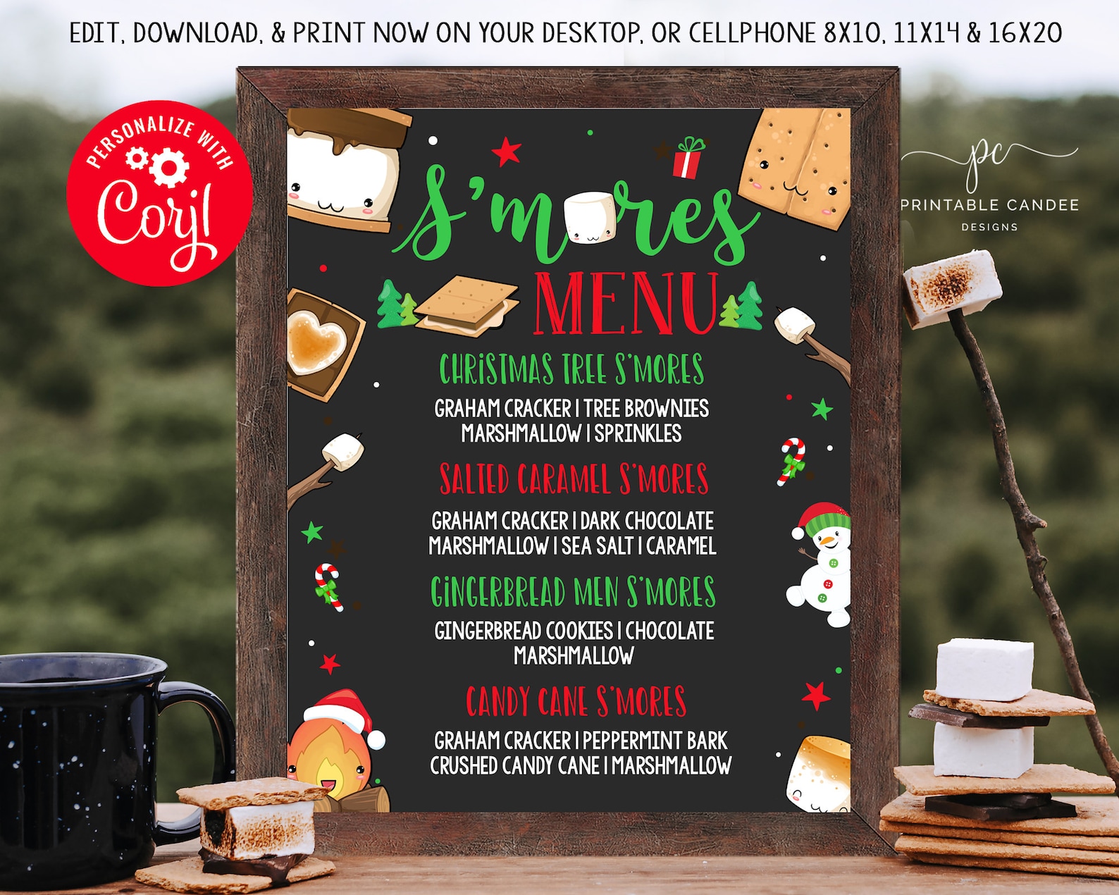 Editable S'more Bar Menu Sign Christmas Smore Bar S'mores Station ...