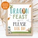 Dragon Food Sign Dragon Birthday Party Printables White Dragon Feast ...