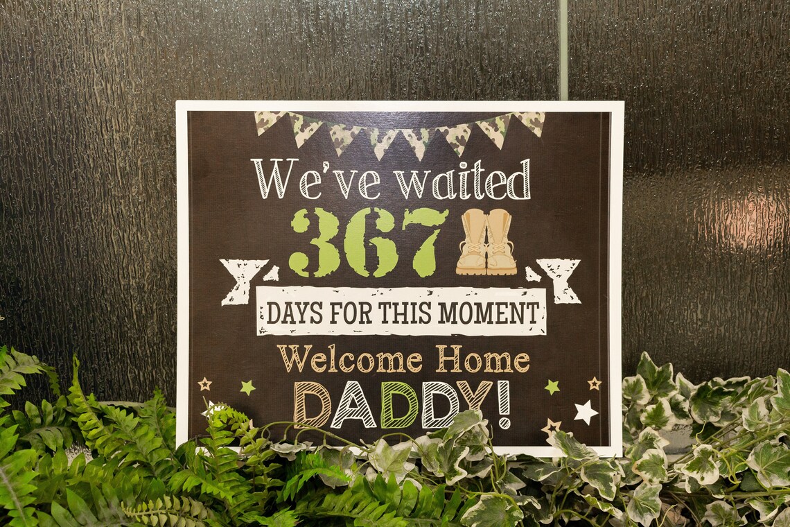 Welcome Home Daddy Kids Sign Camo Military Boots Homecoming - Etsy