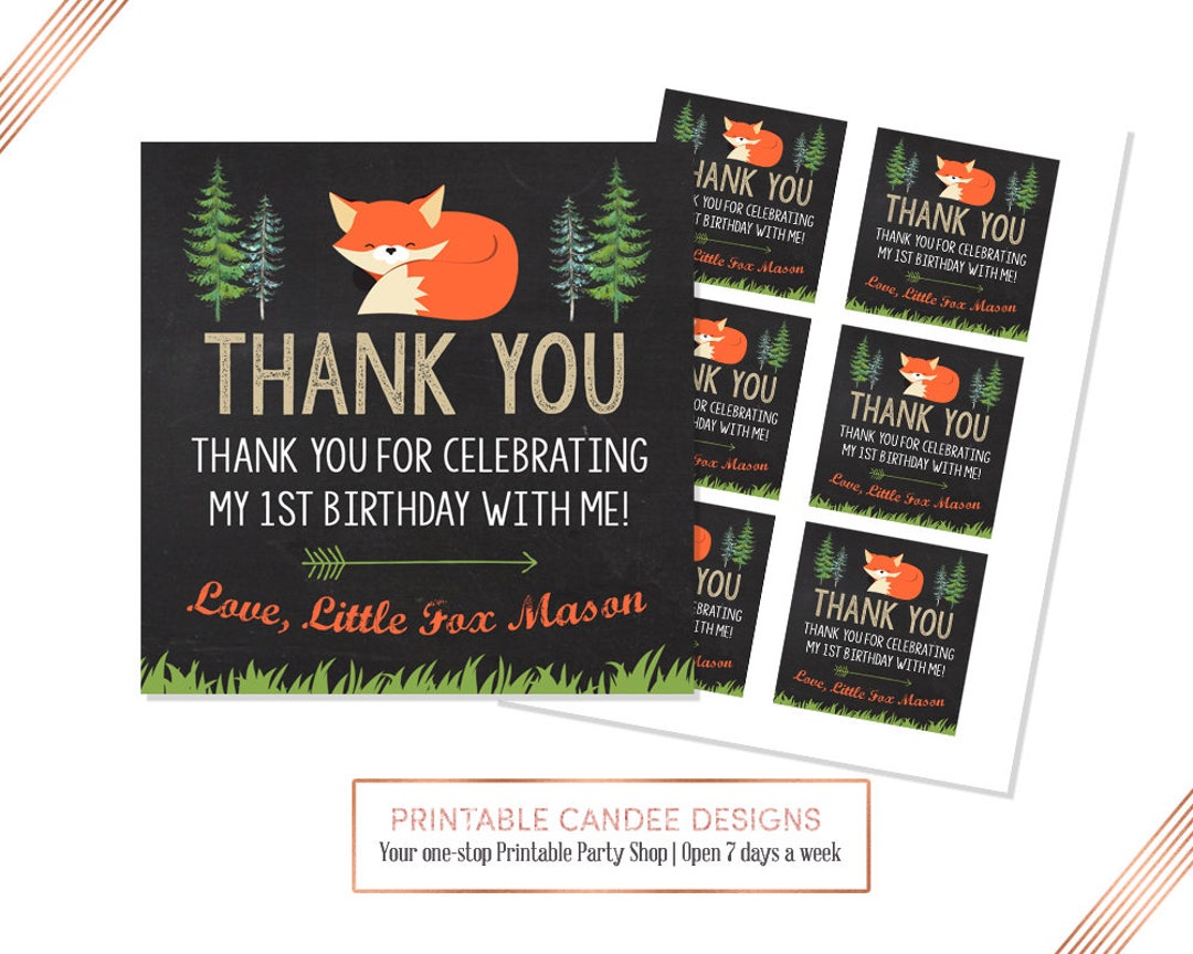 Fox Favor Tags, Unicorn Gift Tags, Fox Party Decor, Thank You Tags ...