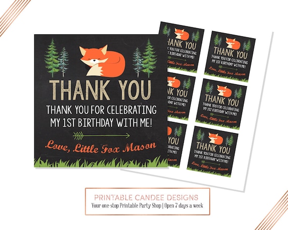 Fox Favor Tags Unicorn Gift Tags Fox Party Decor Thank You | Etsy