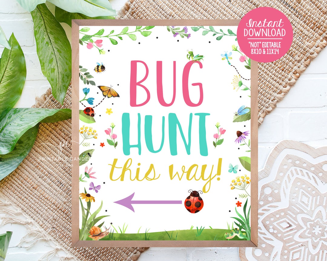Bug Hunt Sign Girl Bugs Birthday Party Decor Bee Scavenger Hunt Instant ...